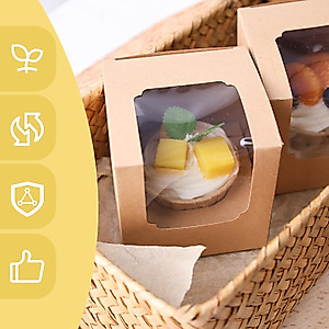 VGOODALL 20PCS Cupcake Boxes, 3.5"x3.5"x3.5" Individual Cupcake Containers Pre-Assembled Containers with Window and Inserts for Wedding Baby Shower Birthday Party Supplies