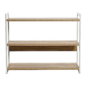 Household Essentials 3 Tier Wide Bookshelf, Coastal Oak Finish