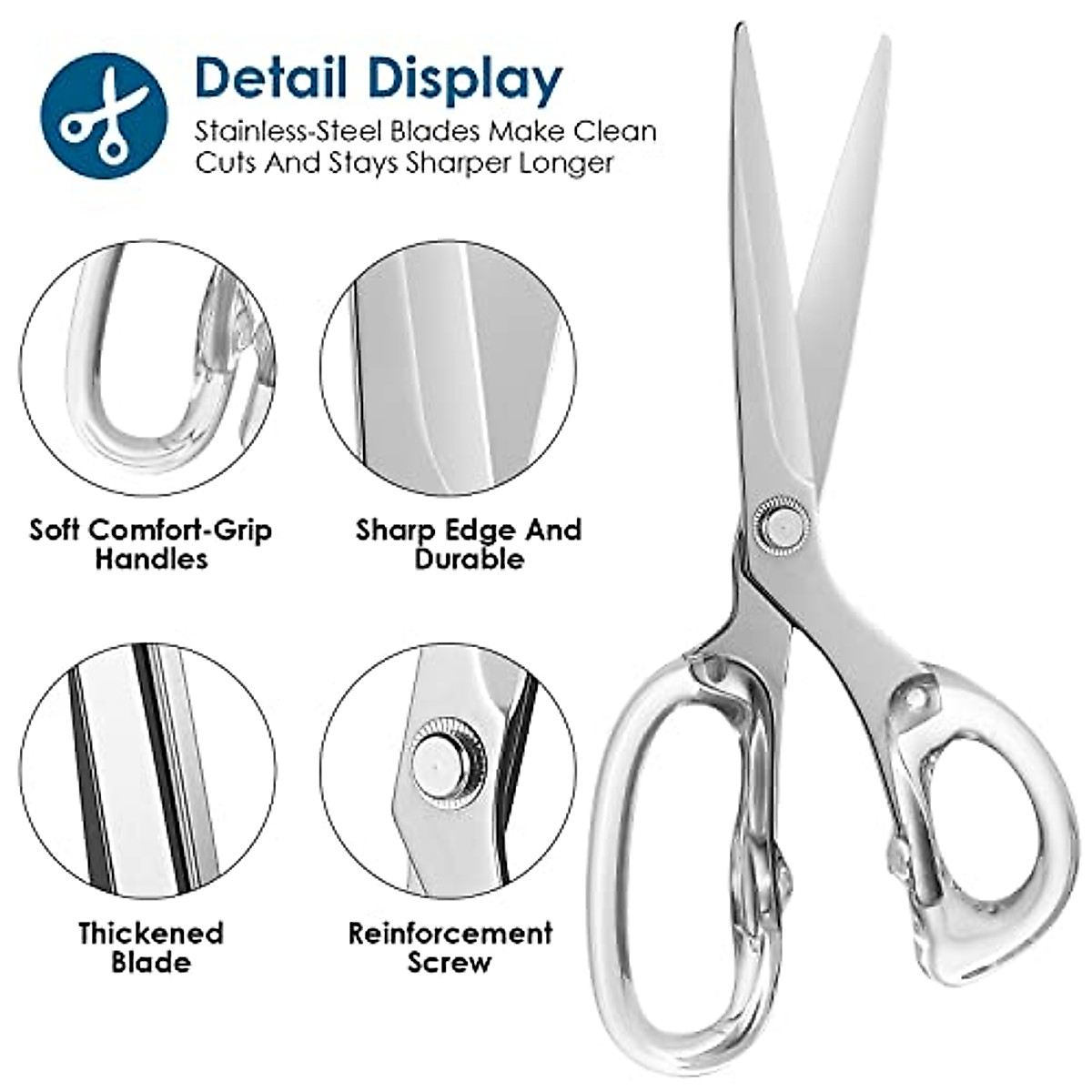 EXPUTRAN Acrylic Scissors, 9 inch and 7inch 2 Pack , Clear and Silver-Toned Scissors for Left and Right Hand, Craft Scissors ,Silver Office Supplies and Accessories