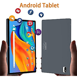 AOYODKG Tablet 2 in 1, 10.1 inch Android Tablet with Keyboard, Case Mouse, 8GB RAM+64GB ROM(1TB Expand), Octa-Core Processor, 1920x1200 IPS HD Display, Games, Wi-Fi, Bluetooth, AYO-A10 (Gray)