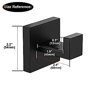 Nolimas 2 Pack Matte Black Towel Hook Stainless Steel Bathroom Rustproof Clothes Towel Coat Hook Wall Mounted Square Toilet Kitchen Heavy Duty Door Hanger