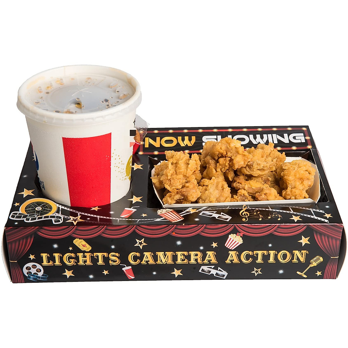 Pecopcock 20 Pcs Movie Night Paper Snack Trays Movie Night Party Favors Cinema Theme Party Birthday Party Supplies Red Carpet Party Family Movie Popcorn&Drink&Candy Box