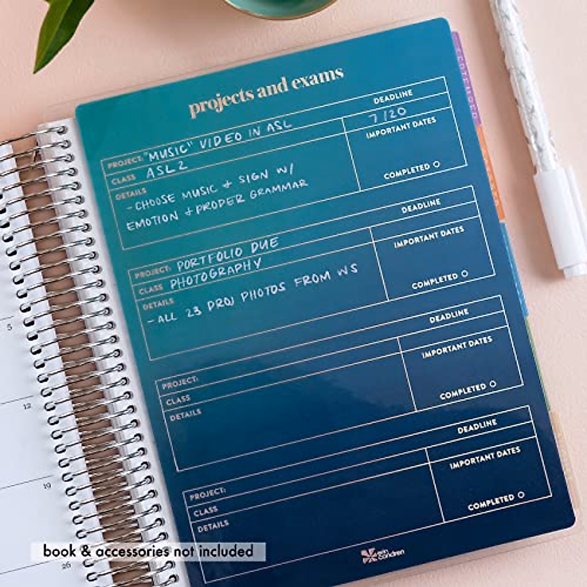 7" x 9" Snap-in Dashboard - Wet Erase, Reusable, Double Sided Surface for Tracking Projects and Exams Version 2. Fits 7" x 9" or 8.5" x 11" Planners and Notebooks by Erin Condren