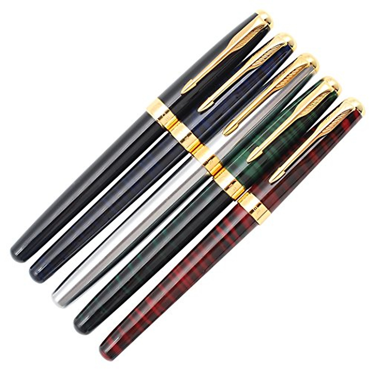 Gullor 5 PCS Classic Metal Fountain Pen B388, Gift Pens with Converters, 5 Colors