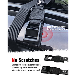 WONITAGO Soft Roof Rack Pads with Single Wrap-Rax Straps and Storage Bag, Universal Car Roof Rack for Surfboard, Kayak, SUP Paddleboard, Canoe, 28" (Pair)