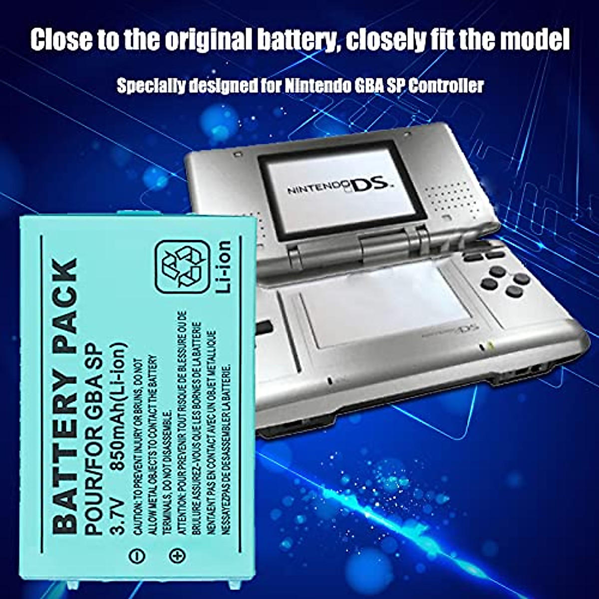 HANTOLK GBA SP 850mAh Rechargeable Lithium-ion Battery with Tool Pack Kit Compatible for Nintendo Gameboy Advance SP Battery
