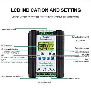 iSunergy 1000W Wind Solar Hybrid Charge Controller PWM 600W Wind + 400W Solar Boost Charge Technology Digital Intelligent Regulator with LCD Display