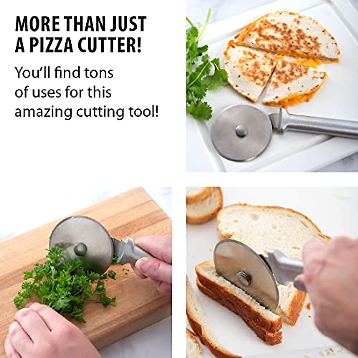 Rada Cutlery Pizza Cutter 3 Inch Stainless Steel Wheel With Aluminum Made in the USA, Silver Handle