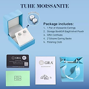 Moissanite Stud Earrings, Brass, Moissanite