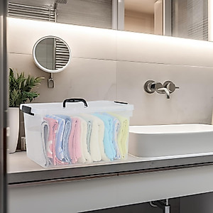 Fabnati 4-Pack 17.5 L Plastic Latching Storage Box, Clear Storage Bin with Handle