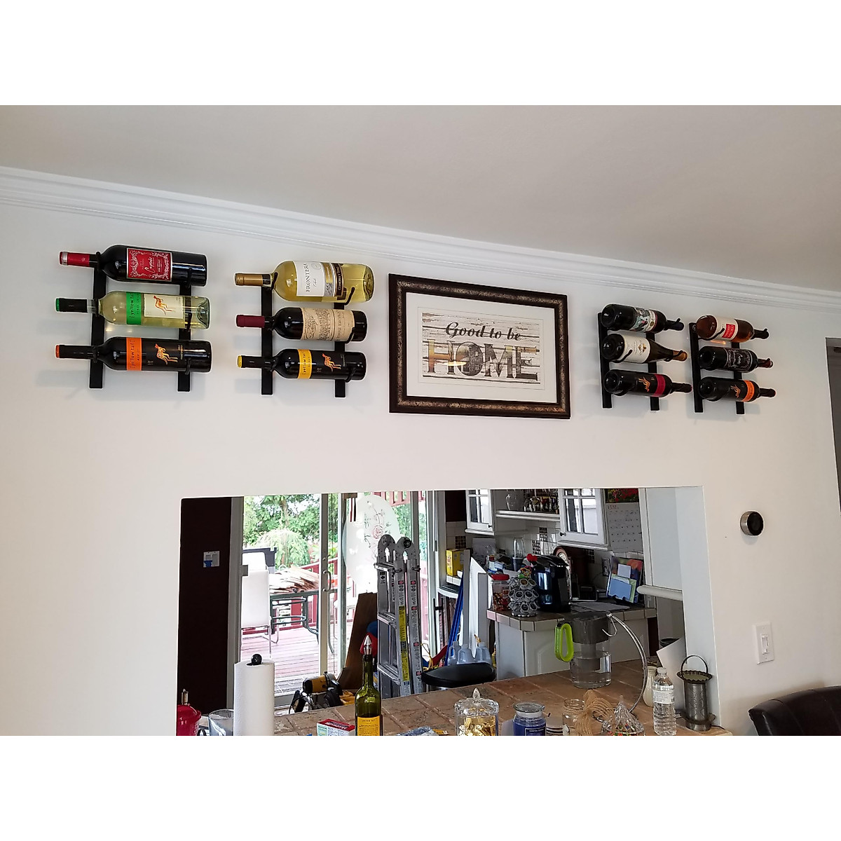 VintageView W Series (1 Ft) - 3 Bottle Metal Wall Mounted Wine Rack (Satin Black) Stylish Modern Wine Storage with Label Forward Design