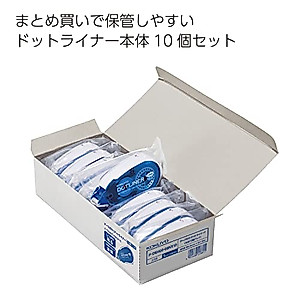 KOKUYO Glue Tape for Scrapbooking, 10 Pack 52.5 Ft x 0.33 in Double Sided Tape Roller for Crafts, Blue Dot Pattern Tape Runner, Adhesive Scrapbook Supplies. Japan Import (TA-400-08NX10)