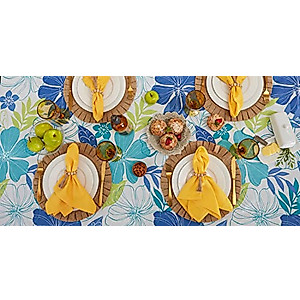 DII Summer Vinyl Tabletop Collection Flannel Backed Floral Tablecloth, Rectangle 60x84, Tropical Bahama