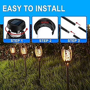 SHEDALED Solar Lights Outdoor 12 Pack, Solar Torch Light with Flickering Flame, Waterproof Outdoor Lighting Solar Powered Pathway Lights, Decoration Lighting for Garden Yard Patio, Auto On/Off