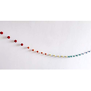 Total 4 Pack Rainbow Felt Fabric Decoration Garland Banners,Decorative Pom Pom Ball Garland Triangle Flags and Semicircle Banners for Baby Shower Christmas Birthday Wedding Party Wall Window Decor