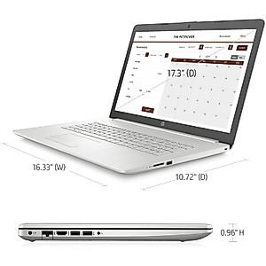 HP Newest 17.3" HD+ Laptop, 11th Intel Core i3-1115G4, 8GB RAM, 256GB SSD, Card Reader, HDMI, Webcam, Wi-Fi, Bluetooth, Windows 11 Home, Natural Silver with JAWFOAL