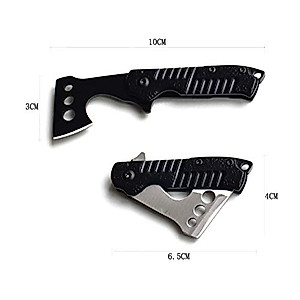 JIUMX Mini Folding Small Axe Stainless Steel Small Axe OutDoor EDC Portable Tool Pocket Knife (Silver)