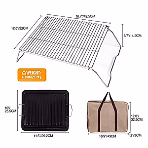 REDCAMP Folding Campfire Grill with Grill Plate, Heavy Duty Portable Camping Grill with Carrying Bag