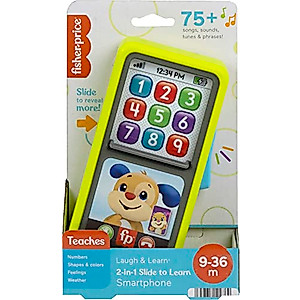 Fisher-Price Laugh & Learn Baby & Toddler Toy 2-in-1 Slide to Learn Smartphone with Lights & Music for Ages 9+ Months
