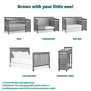Dream On Me 5-in-1 Brody Full Panel Convertible Crib with Changer