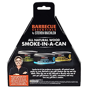 Steven Raichlen's Planet Barbecue Tri Variety Pack Smoke in a Can - Apple, Mesquite, Hickory - Turn Any Grill into a Smoker - Easily Infuse Natural Wood Flavor into Food - Disposable Pellet Smoker Box