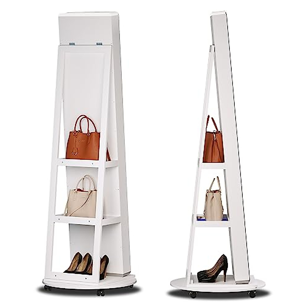 HWB Full-length mirror Jewelry Cabinet Standing with Lights 6297 (White 2)