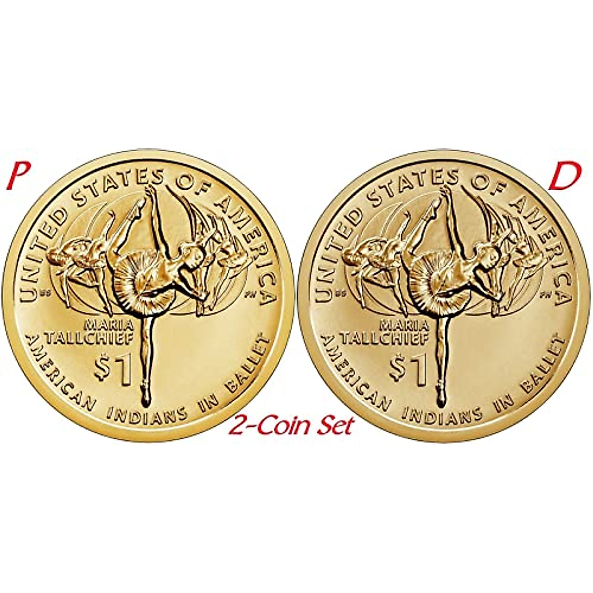 2023 P,D 2-coin-set 2023 P D Native American Maria Tallchief Sacagawea Dollar $1 $1 US Mint Very Good