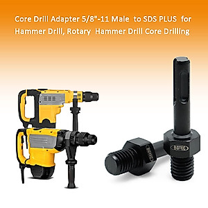 BGTEC Core Drill Adapter 5/8“-11 Male Thread to SDS Plus Shank for Hammer Drill,Rotary Hammer Drill Core Drilling