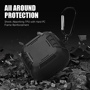 AIRSPO Compatible with Powerbeats Pro Wireless Earbuds Case TPU Military Shell Full Body Protective Cover Skin for Powerbeats Pro (Black)