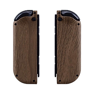 eXtremeRate DIY Replacement Shell Buttons for Nintendo Switch & Switch OLED, Wood Grain Soft Touch Custom Housing Case with Full Set Button for Joycon Handheld Controller - Console Shell NOT Included