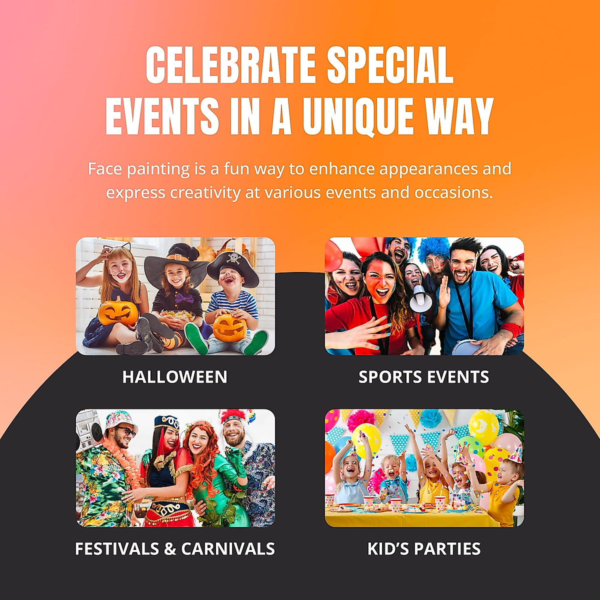 Professional Face Painting Palette - Skin Friendly Face Paint Kit - Cruelty-Free & Vegan Water Based Face Paint Makeup for Theatre, SFX & Halloween- 8 Colors 5g Each - Splashes & Spills - Nude Colors