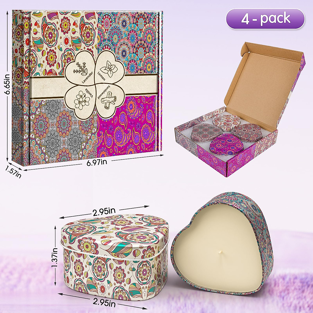 WarmEmbrace Scented Candles, 4 Pack Candles for Women, Candle Set 4 Different Scents, Natural Ingredients Soy Candles, Candles for Home Scented, Candle Sets for Women Present for Birthday, Christmas