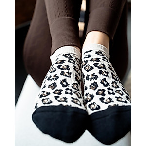 Great Soles Ombre and Leopard Print Non Skid Socks for Women - Non Slip Grip Yoga Socks for Pilates, Barre, Ballet (Leopard Black)