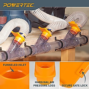 POWERTEC 70294 2-1/2" Integrated Blast Gate Clog Resistant, Anti Gap Tapered ABS Plastic Fitting for Dust Collection Systems – 1 PK