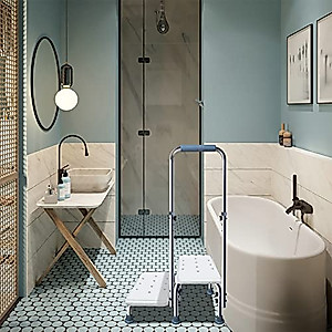 Aliseniors Step Stool with Handle and Non-Skid Platform, Heavy Duty 2 Steps Medical Foot Stool for Adult, Seniors, Handicap Holds up to 350 lbs