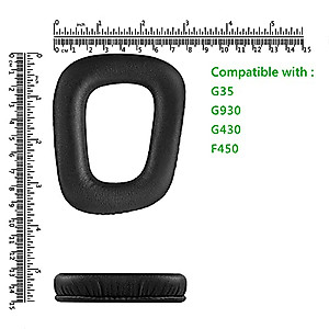 Geekria QuickFit Replacement Ear Pads for Logitech G35, G930, G430, F450 Headphones Ear Cushions, Headset Earpads, Ear Cups Cover Repair Parts (Black)