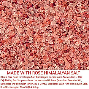 Exfoliating Bar Soap Combo Set By Olivia Care - Rose Himalayan Salt + Lavender Latte- All Natural & Organic - Moisturize, Detoxify, Hydrate - Makes Skin Soft & Silky - 2 X 8 OZ