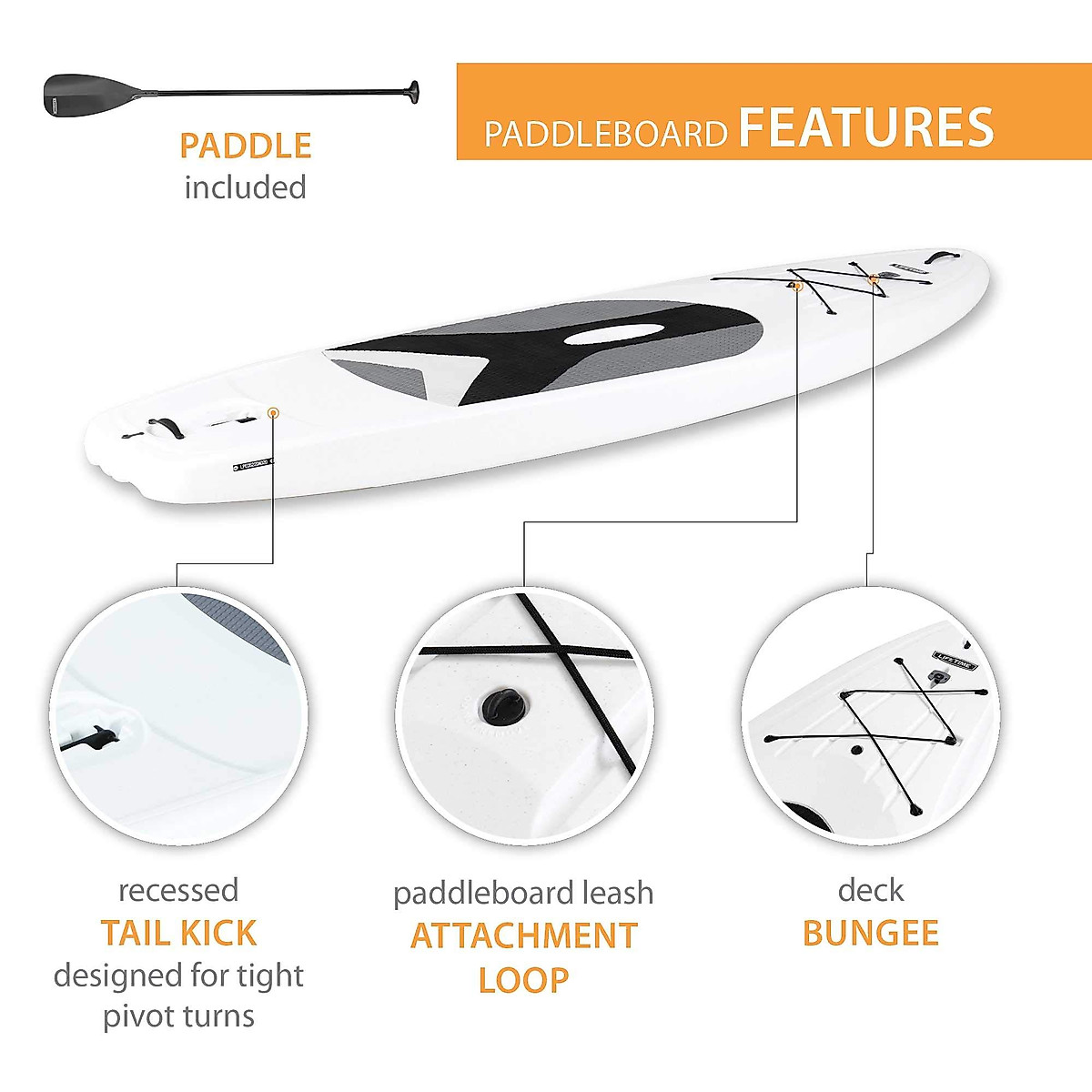 Lifetime 90749 Horizon 100 Hardshell Stand-Up Paddleboard, Paddle Included, White Granite, 2 Pack