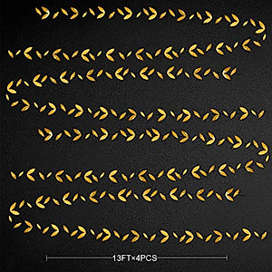 52 Ft Gold Spring Party Decorations Leaf Garland Hanging Paper Gold Leaves Streamer Banner for Golden Wedding Engagement Bridal Shower Birthday Baby Shower Summer Nature Tea Party Decorations Supplies
