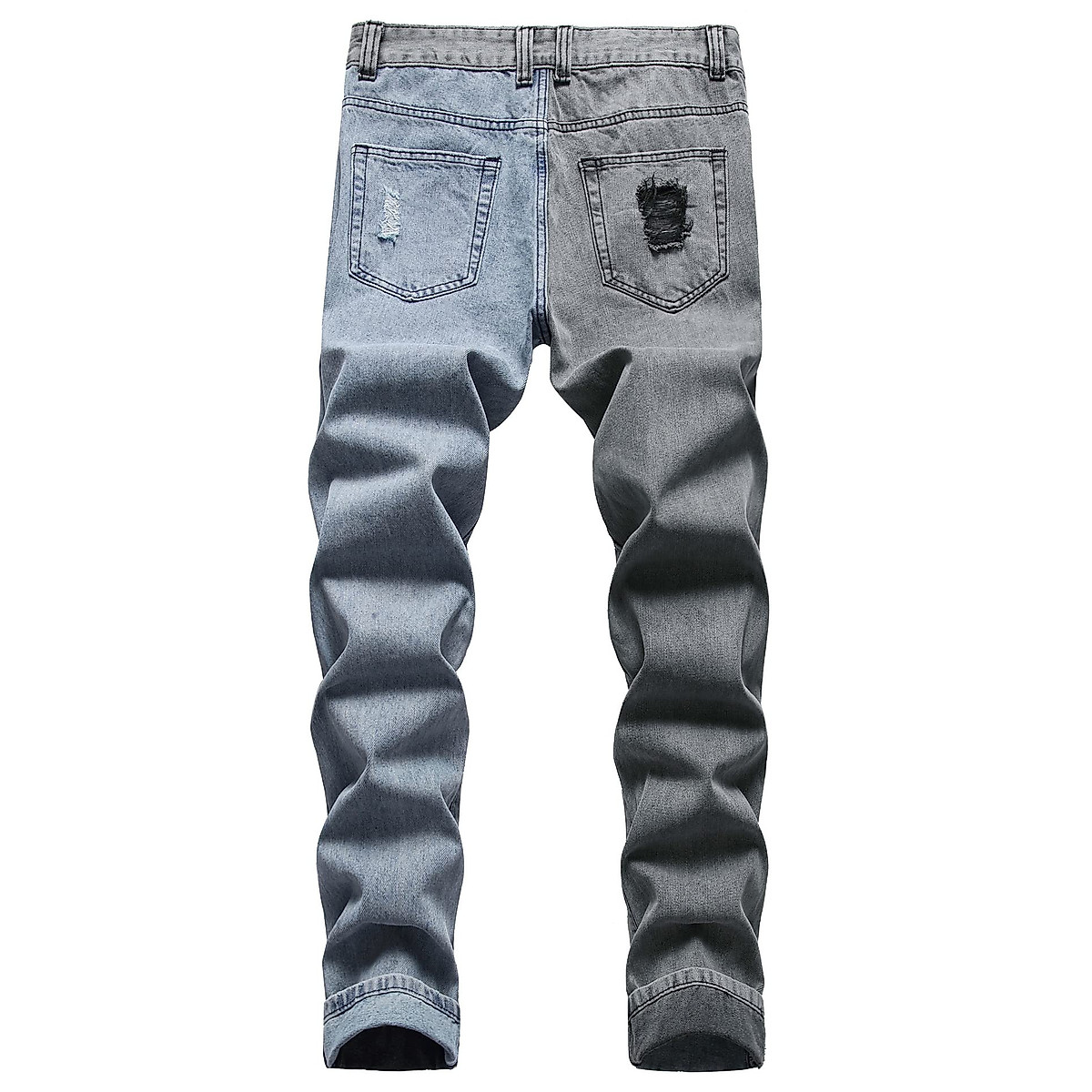 Men's Slim Fit Ripped Jeans for Men Distressed Destroyed Straight Leg Jeans Blue 36