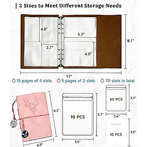 Verkigle Travel Jewelry Organizer, A5 Binder Jewelry Storage Book with Pockets, Foldable Earring Holder with Clear Jewelry Bags for Ring, Studs and Bracelet(70 Grids+70 Thicken PVC Bags)