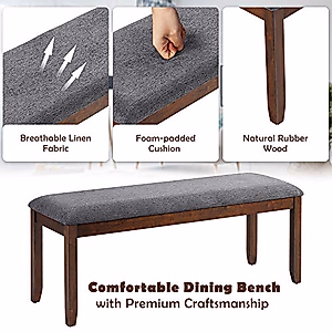 Giantex Dining Room Bench, Wood Kitchen Table Bench with Upholstered, Entryway Bench, Bedroom Bench for End of Bed, 47.5 x 15.5 x 19.5 Inches Ottoman Bench, Indoor Bench Rubber Bench Seat (1)