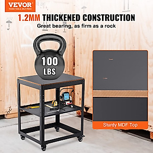 VEVOR Thickness Planer Stand, 100 lbs heavy loads, Three-Gear Height Adjustable Thickness Planer Table,with 4 Stable Casters & Storage Space, for most planers, saws, bench-top machines, power tools