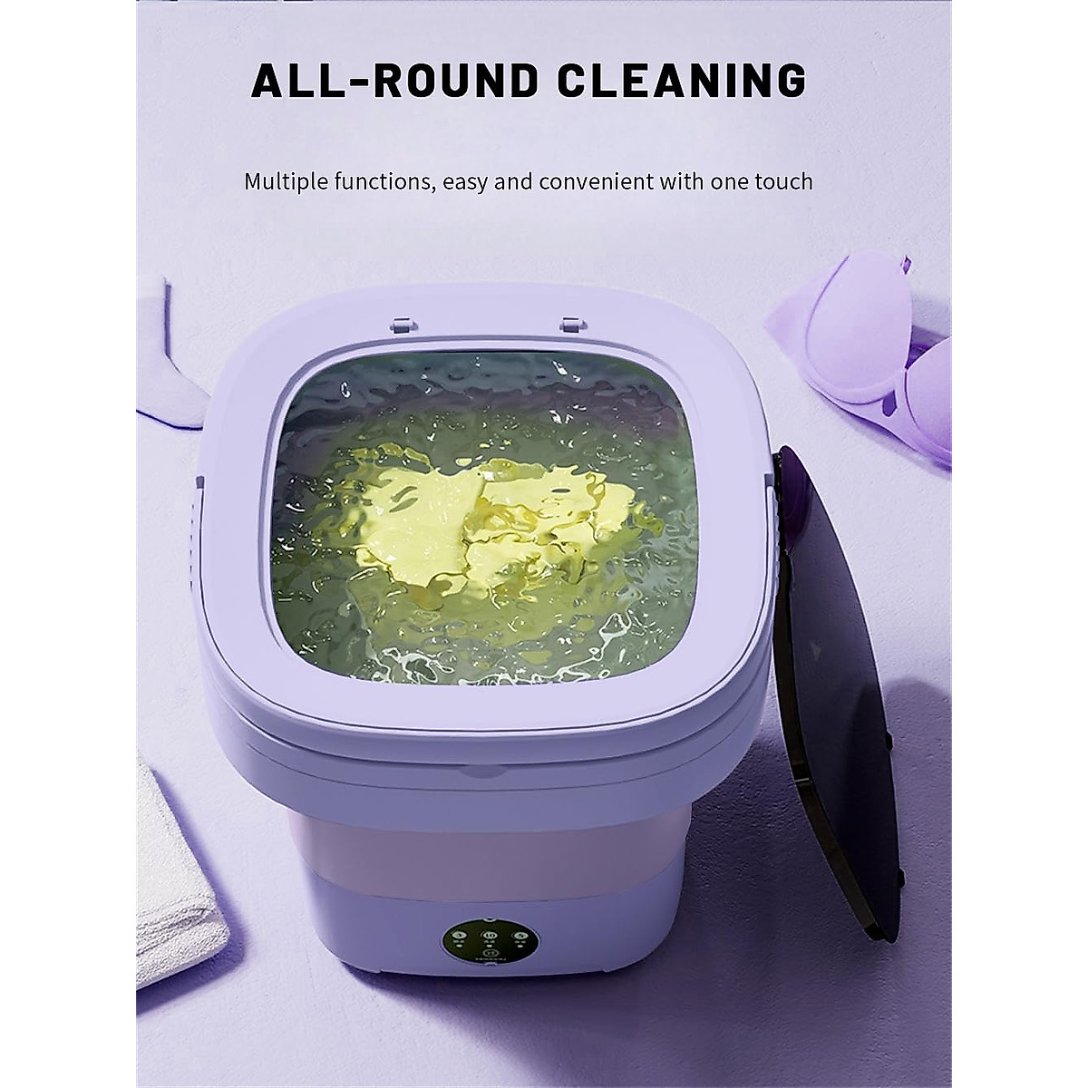 GR''AT Portable washing machine,Mini Washer,11L upgraded large capacity foldable Washer,Deep cleaning of underwear,baby clothes and other small clothes.Suitable apartments,dormitories,hotel. (Purple)