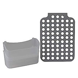 Home Basics Adjustable Over The Cabinet Door Mount Plastic Organizer Storage Space Saving Hanging Basket for Kitchen, Pantry, Vanity and Bathroom, Cle