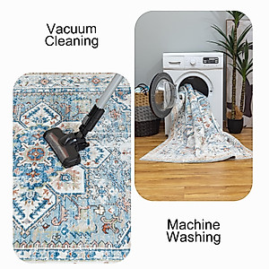 Lbris Area Rug 5x7 Machine Washable Rugs for Living Room Bedroom,Non-Slip Stain-Resistant Large Dining Room Rugs with Rubber Backing,Extra Soft Non Shedding Non Skid Vintage Carpet