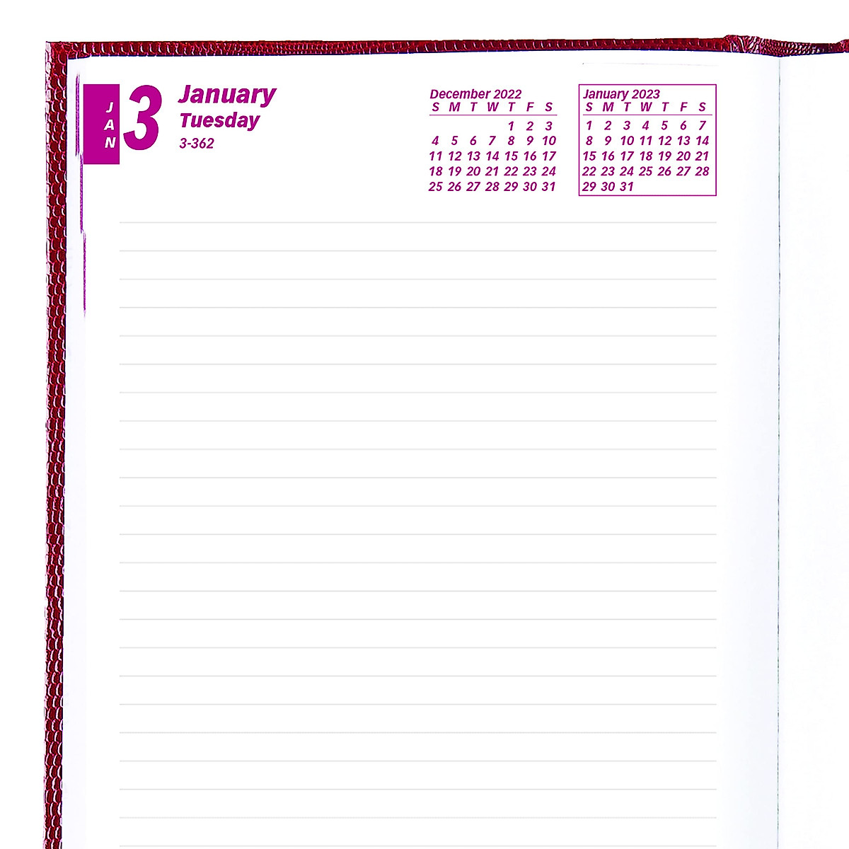 Brownline 2023 Traditional Daily/Monthly Planner, Untimed Journal, 12 Months, January to December, Perfect Binding, 8.25" x 5.75", Bright Red (CB389.RED-23)
