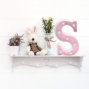 Barnyard Designs Metal Marquee Letter S Light Up Wall Initial Nursery Letter, Home and Event Decoration 9 Inch (Baby Pink)