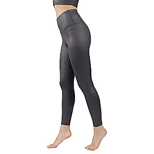 90 Degree By Reflex Womens High Waist High Shine Faux Leather Disco Ankle Leggings - Cracked Pavement - Small