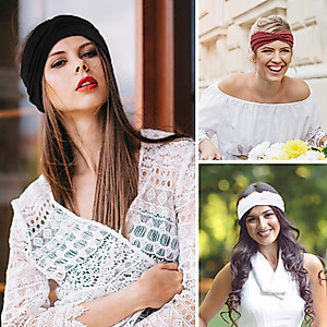 Headbands for Women 6Pcs, Cotton Like Wide Headbands for Women's Hair with Knot, Non Slip Twisted Cross Elastic Absorbent Workout Headband Sport Yoga Running Hair Headbands